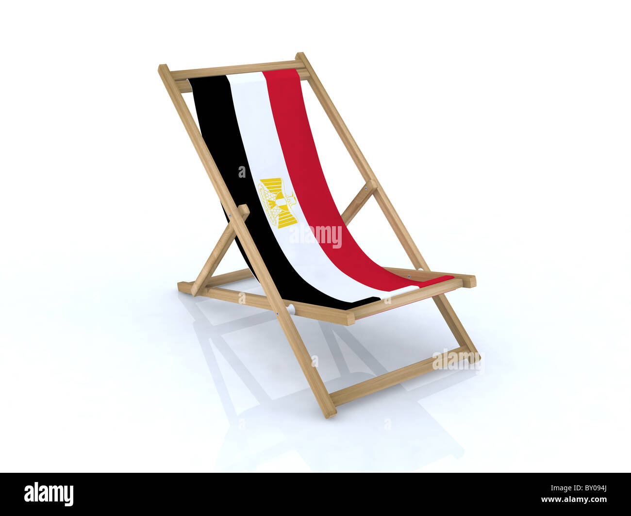 wood desk chair with Arab Republic of Egypt flag 3d illustration Stock ...
