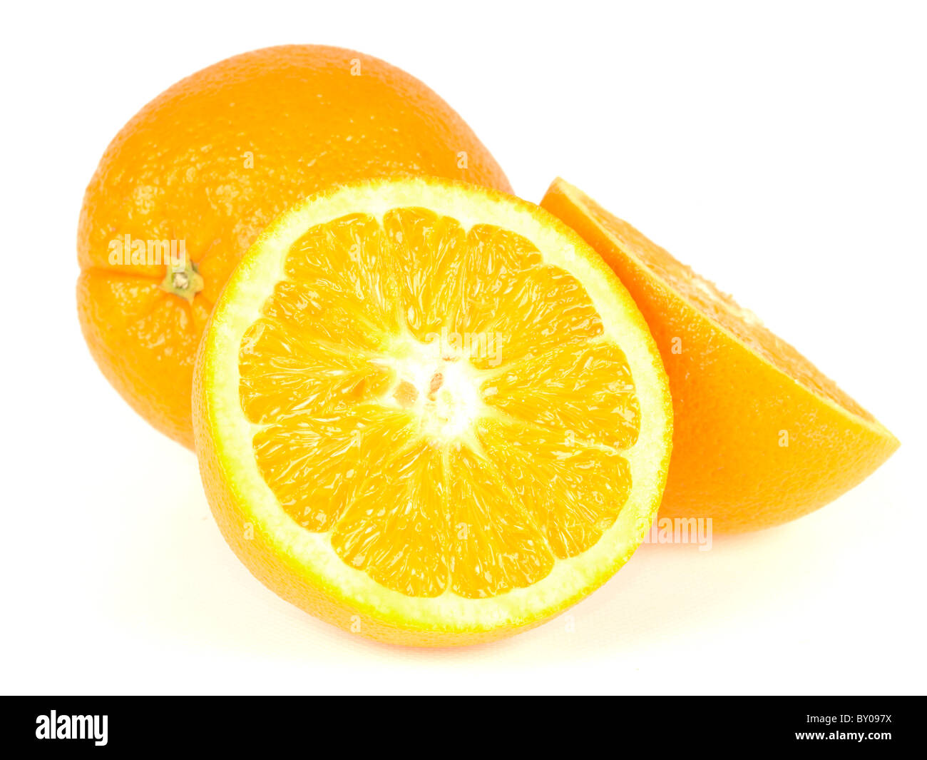 Fresh Ripe Sweet Juicy Oranges Fruit Isolated Against A White ...