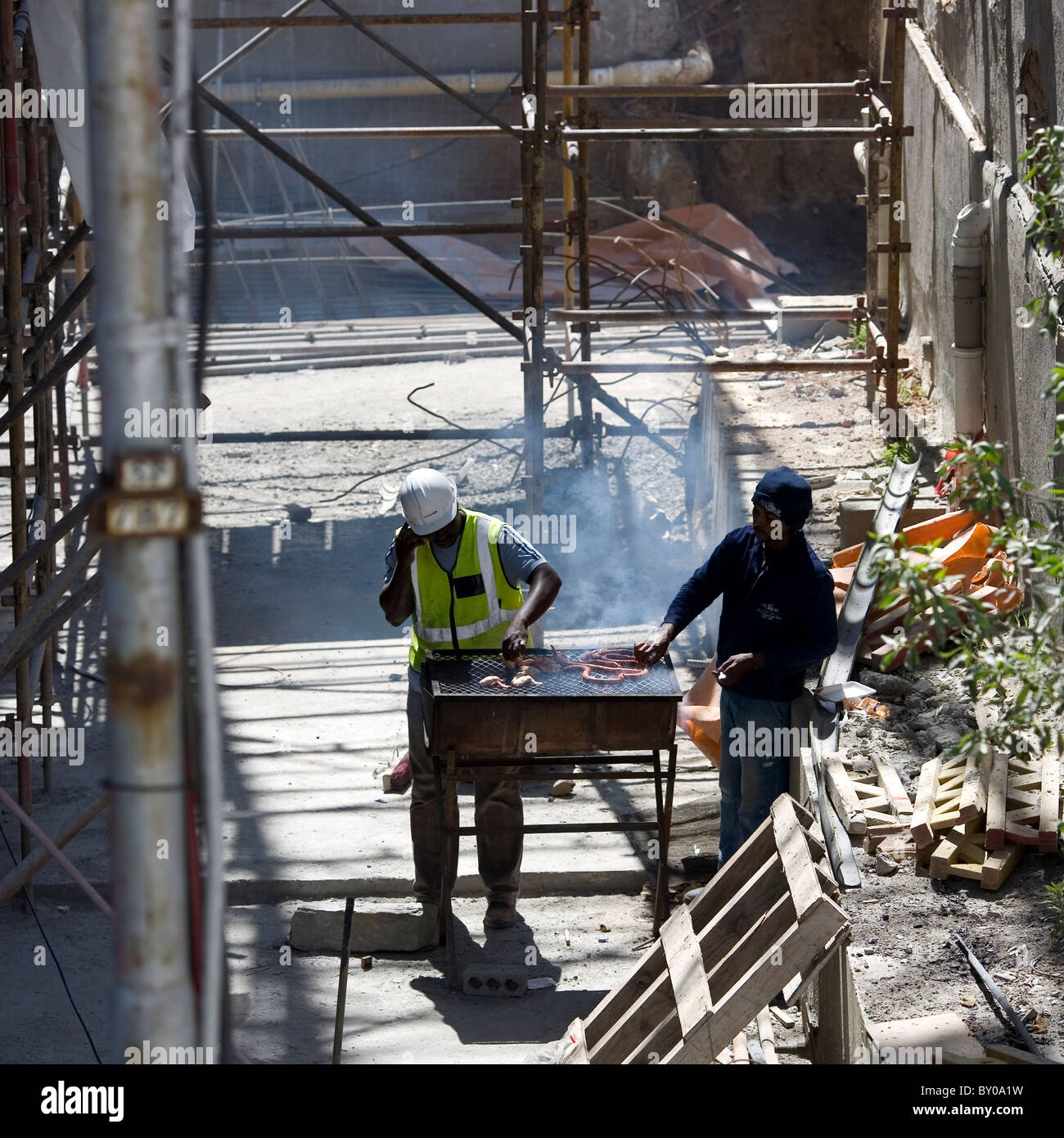 Construction Workers Having Lunch Break High Resolution Stock ...