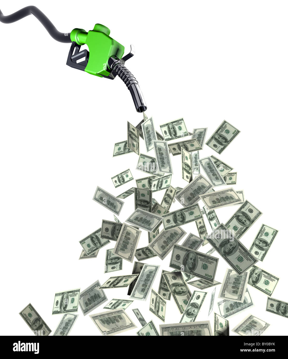 fuel nozzle with dollar banknotes 3d illustration Stock Photo - Alamy