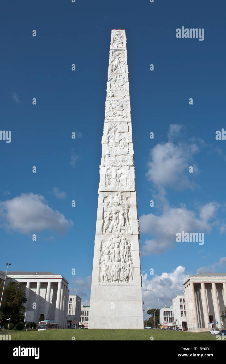 Rome, Italy. Piazza Guglielmo Marconi. Stele a Guglielmo Marconi, also ...