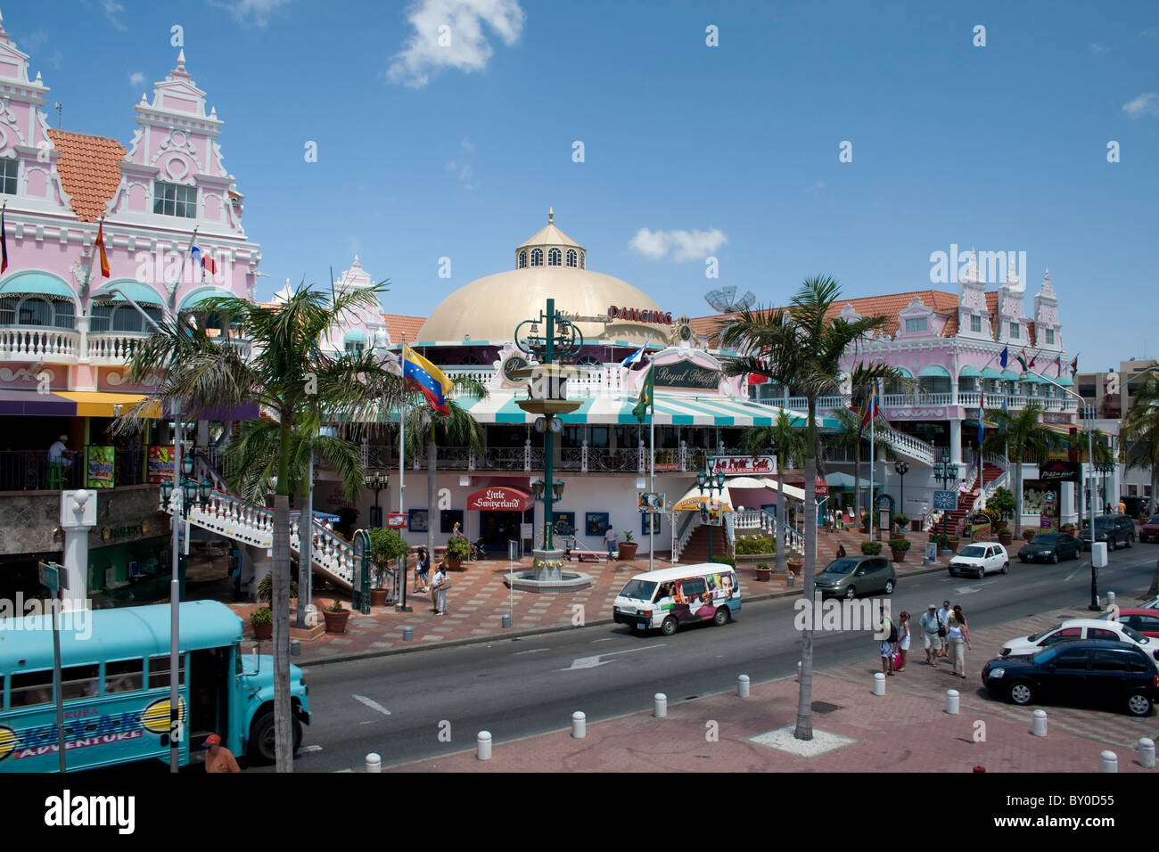 Royal Plaza outdoor shopping mall Downtown Oranjestad Aruba Stock Photo ...