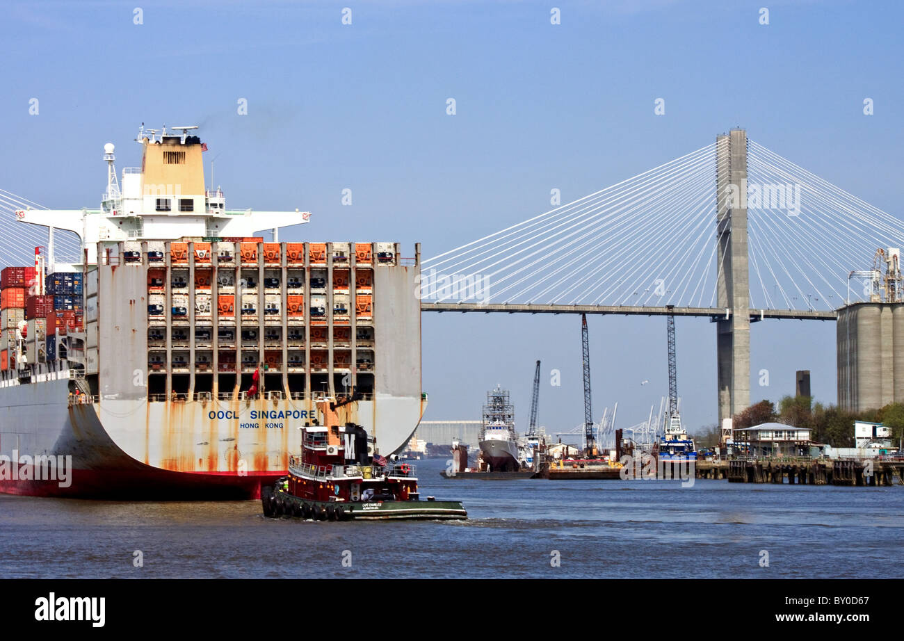 Container ship savannah river hi-res stock photography and images - Alamy