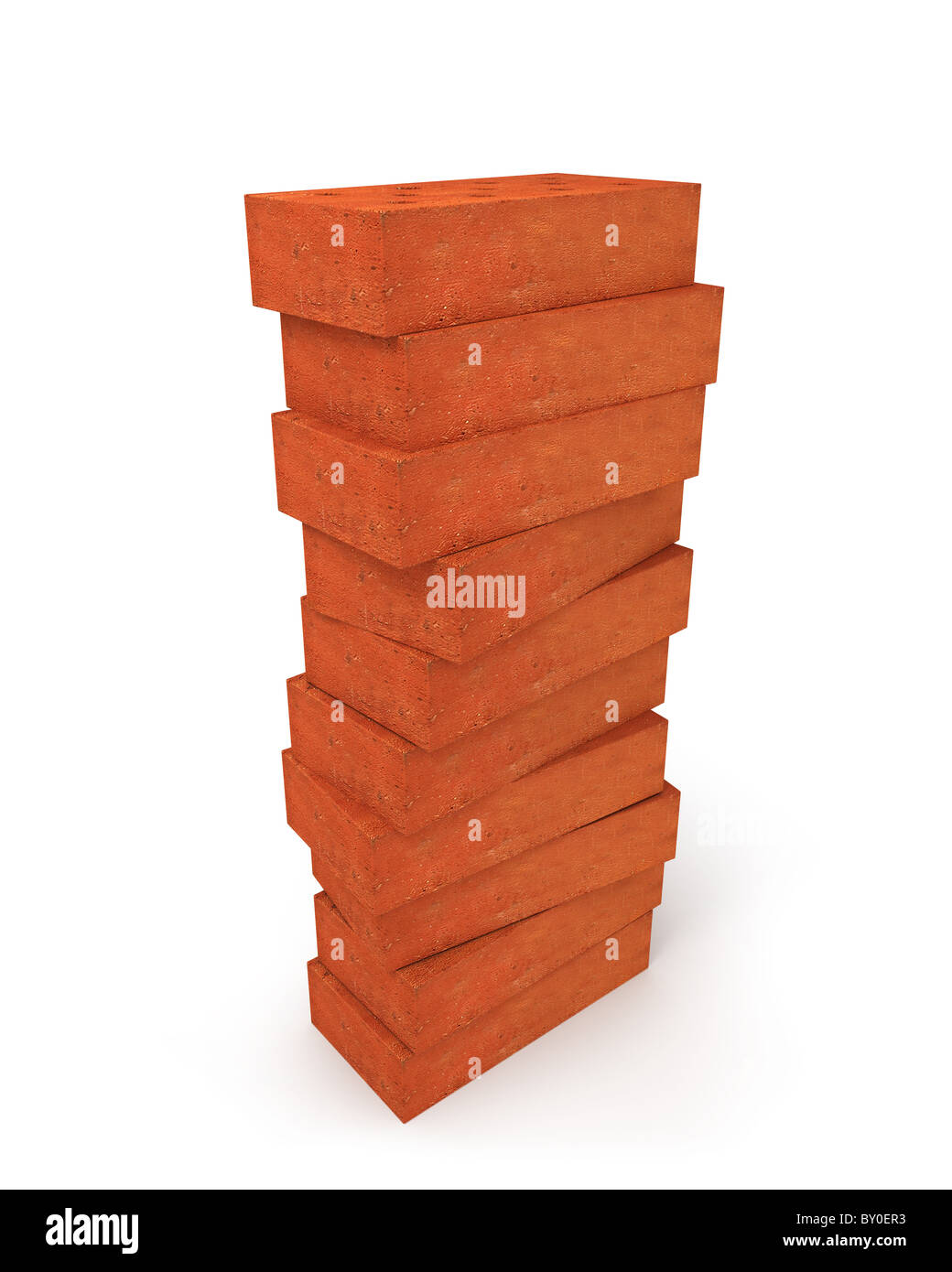 Tower of orange bricks isolated on white background Stock Photo - Alamy