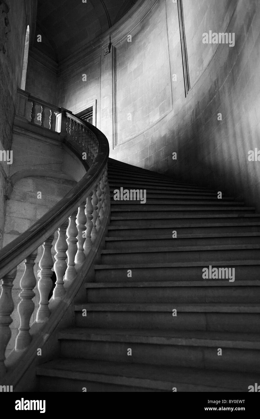 Magnificent staircase inside Palacio de Carlos V at the Alhambra ...
