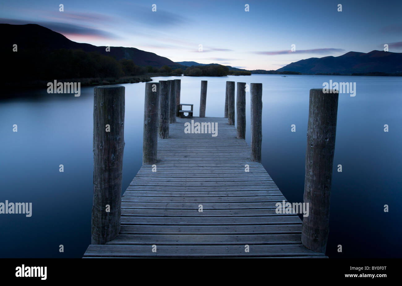 Derwent water jetty late in the day Stock Photo - Alamy