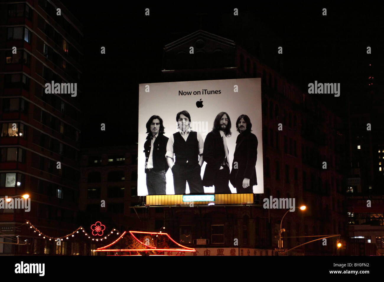 Beatles billboard on Canal St. in New York City's Chinatown Stock Photo ...