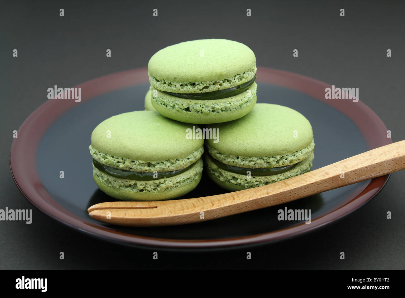 Green French Macarons with a Japanese Twist Stock Photo - Alamy