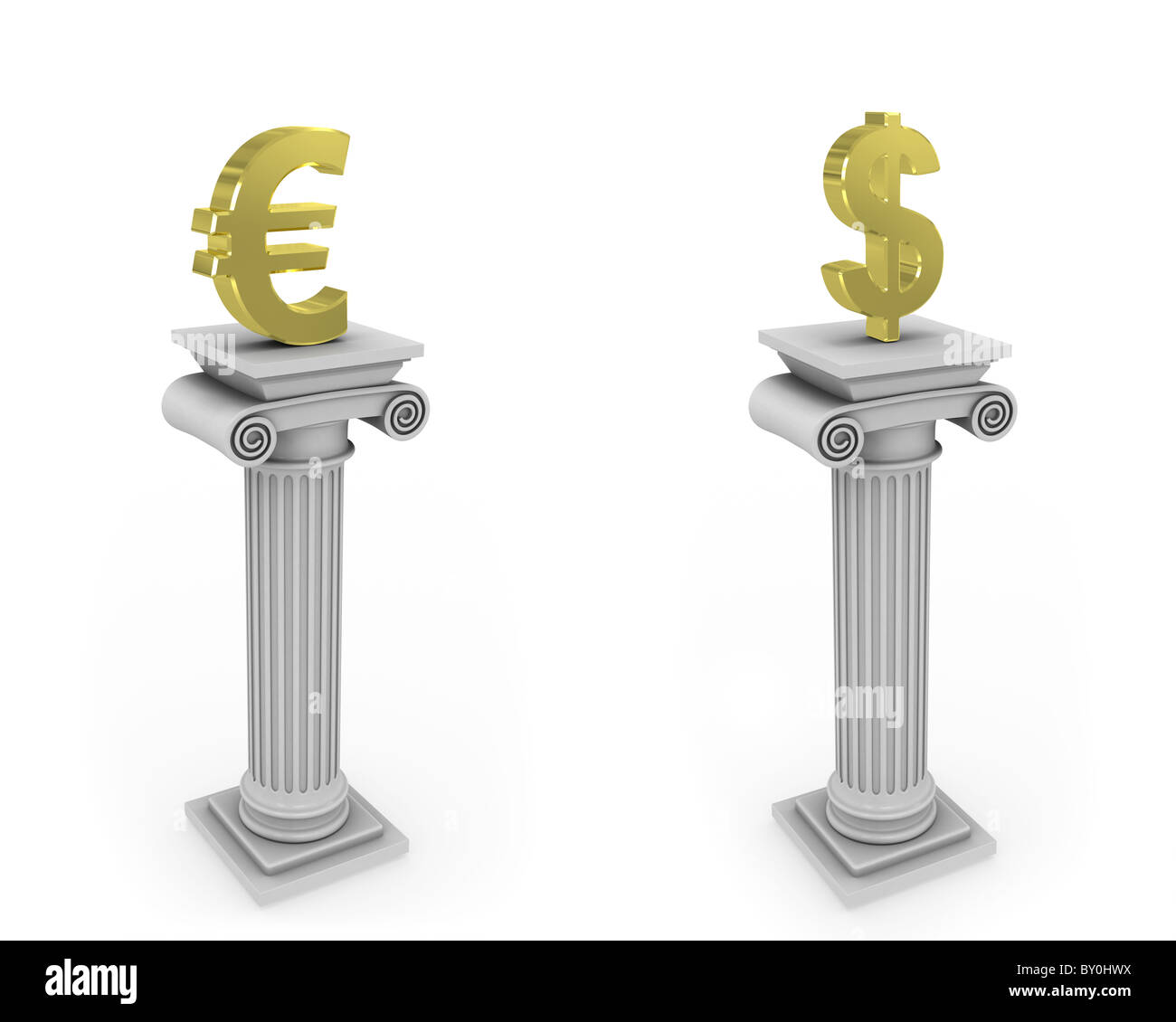 Column with currency sign isolated on white background Stock Photo - Alamy