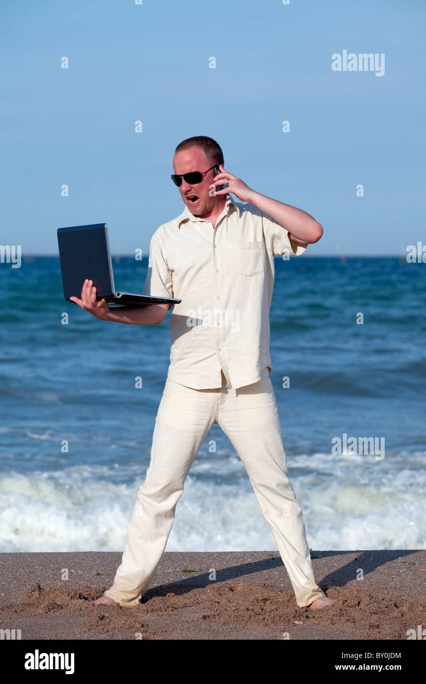 Concept image for protest against working on vacation. Angry ...