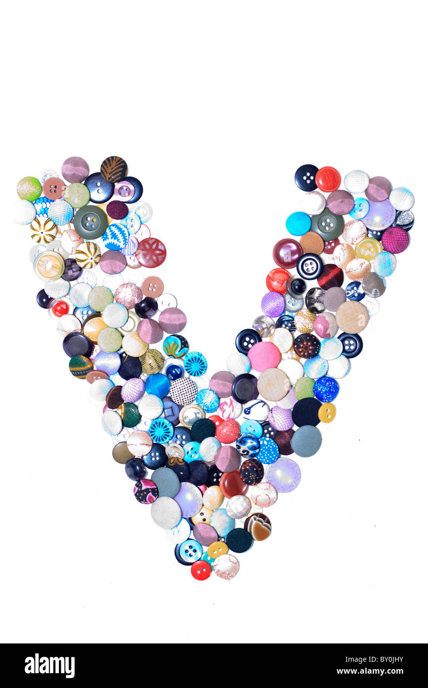 V letter of buttons Stock Photo - Alamy