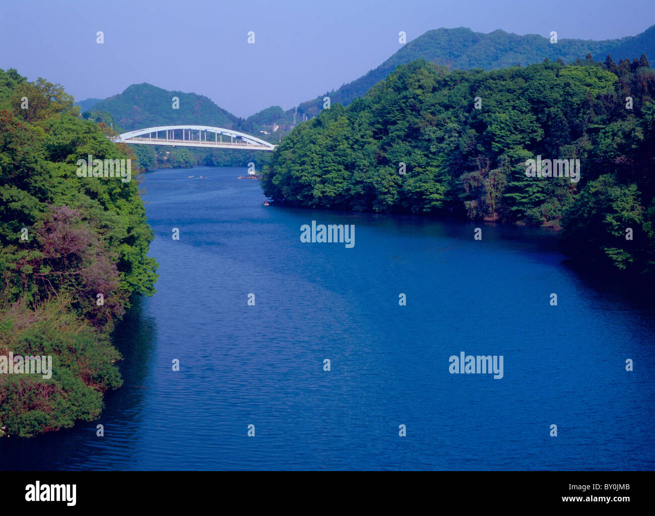 Lake Sagami and Katsura Bridge, Sagamihara, Kanagawa, Japan Stock Photo ...