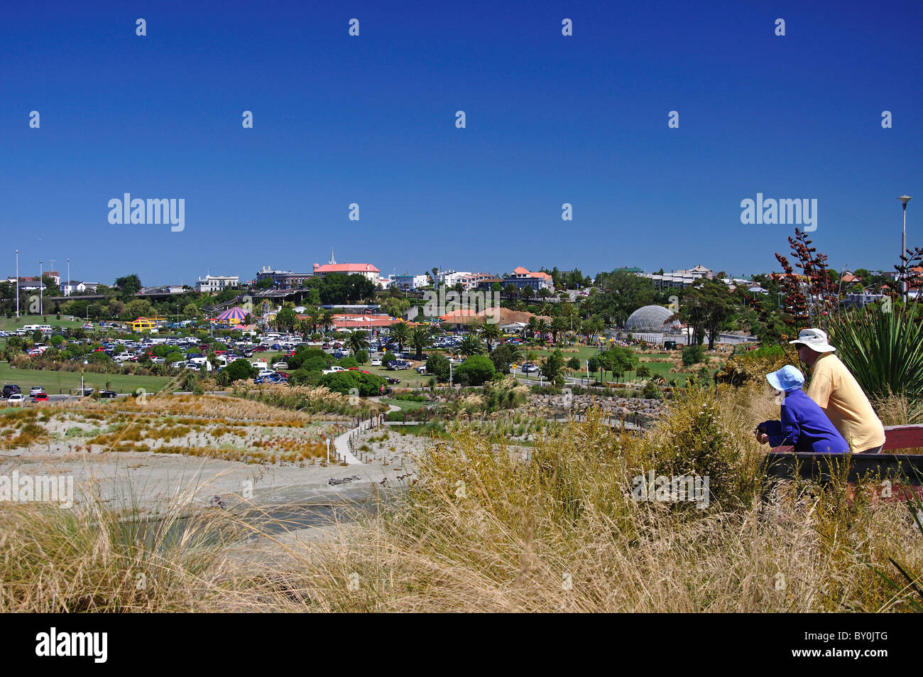 Beach and fairground from lookout, Caroline Bay, Timaru (Te Tihi-o-Maru ...