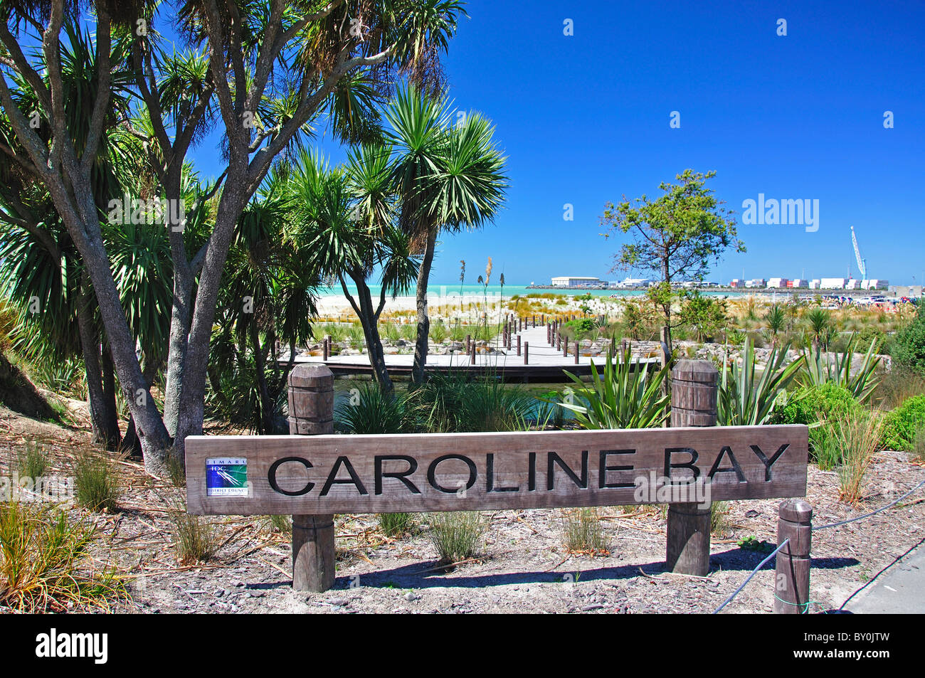 Caroline Bay sign, Caroline Bay, Timaru, Canterbury, South Island, New ...
