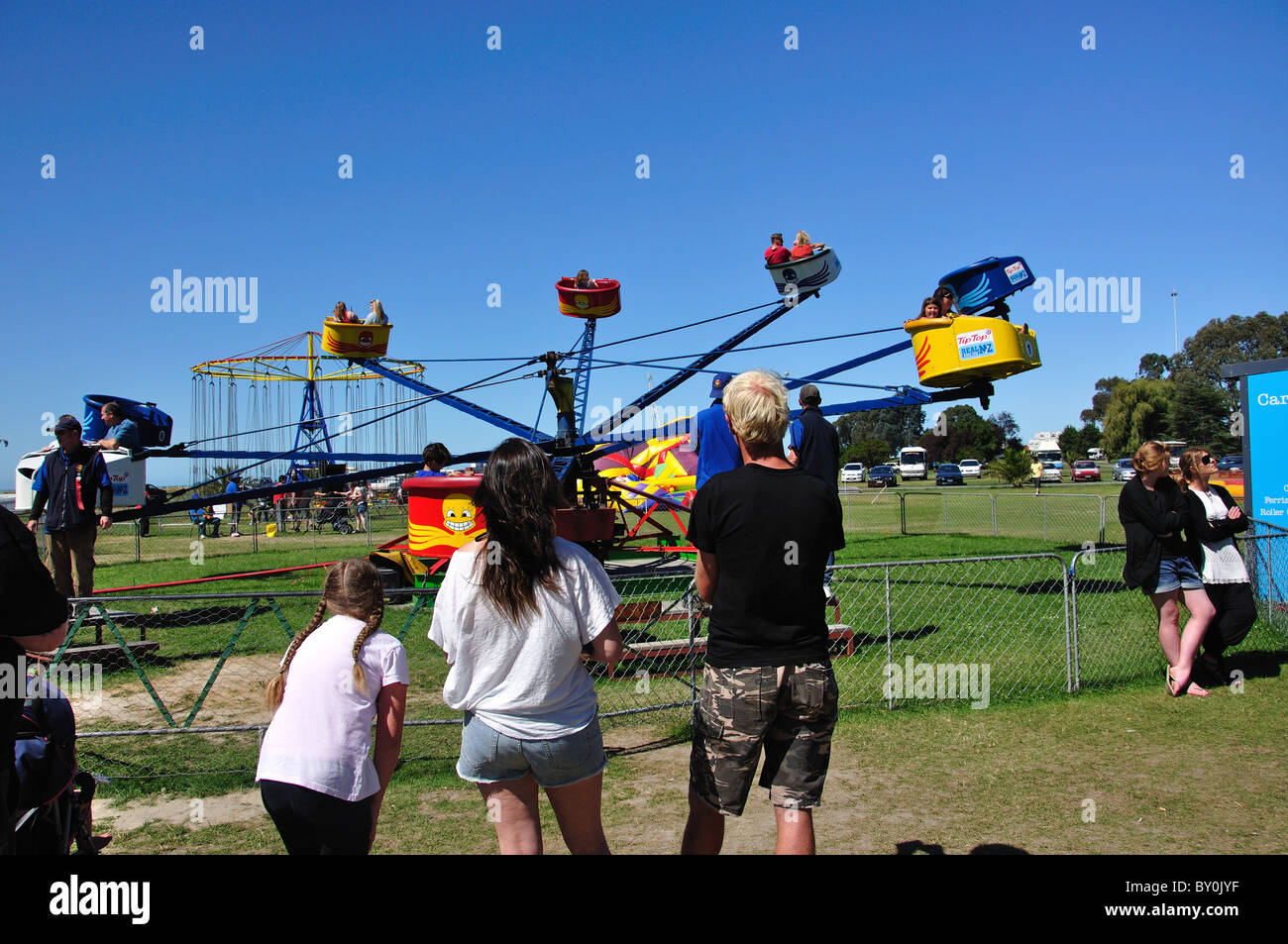 Fairground rides at Caroline Bay Festival, Caroline Bay, Timaru, South ...