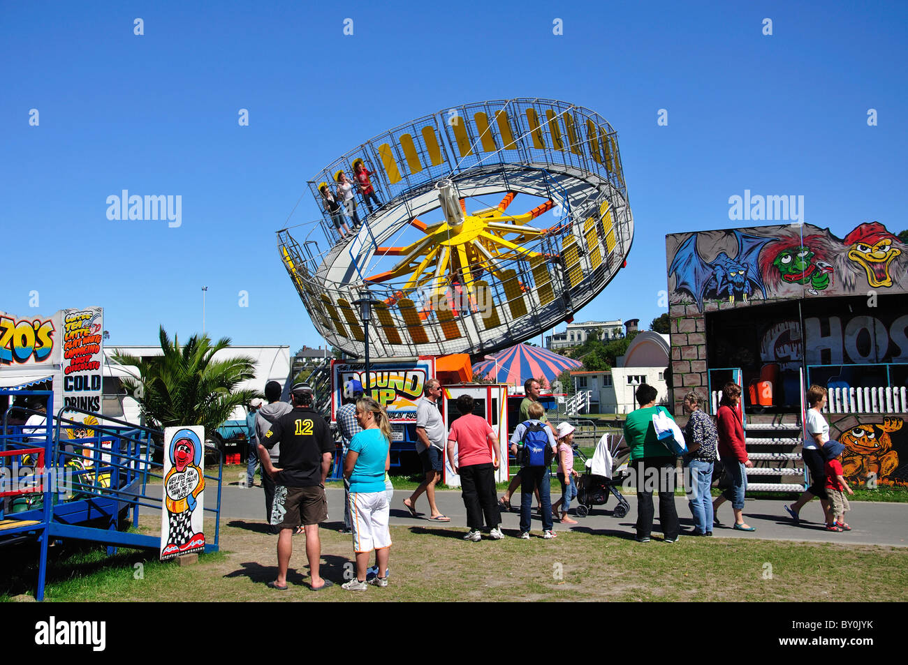 Fairground rides at Caroline Bay Festival, Caroline Bay, Timaru, South ...