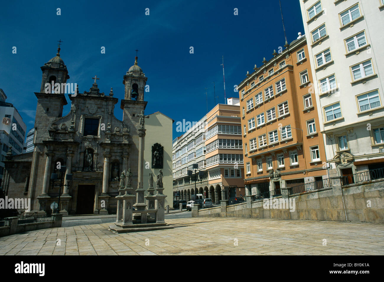 street scene la coruna galicia Spain Inglesia de san Jorge (Church of ...