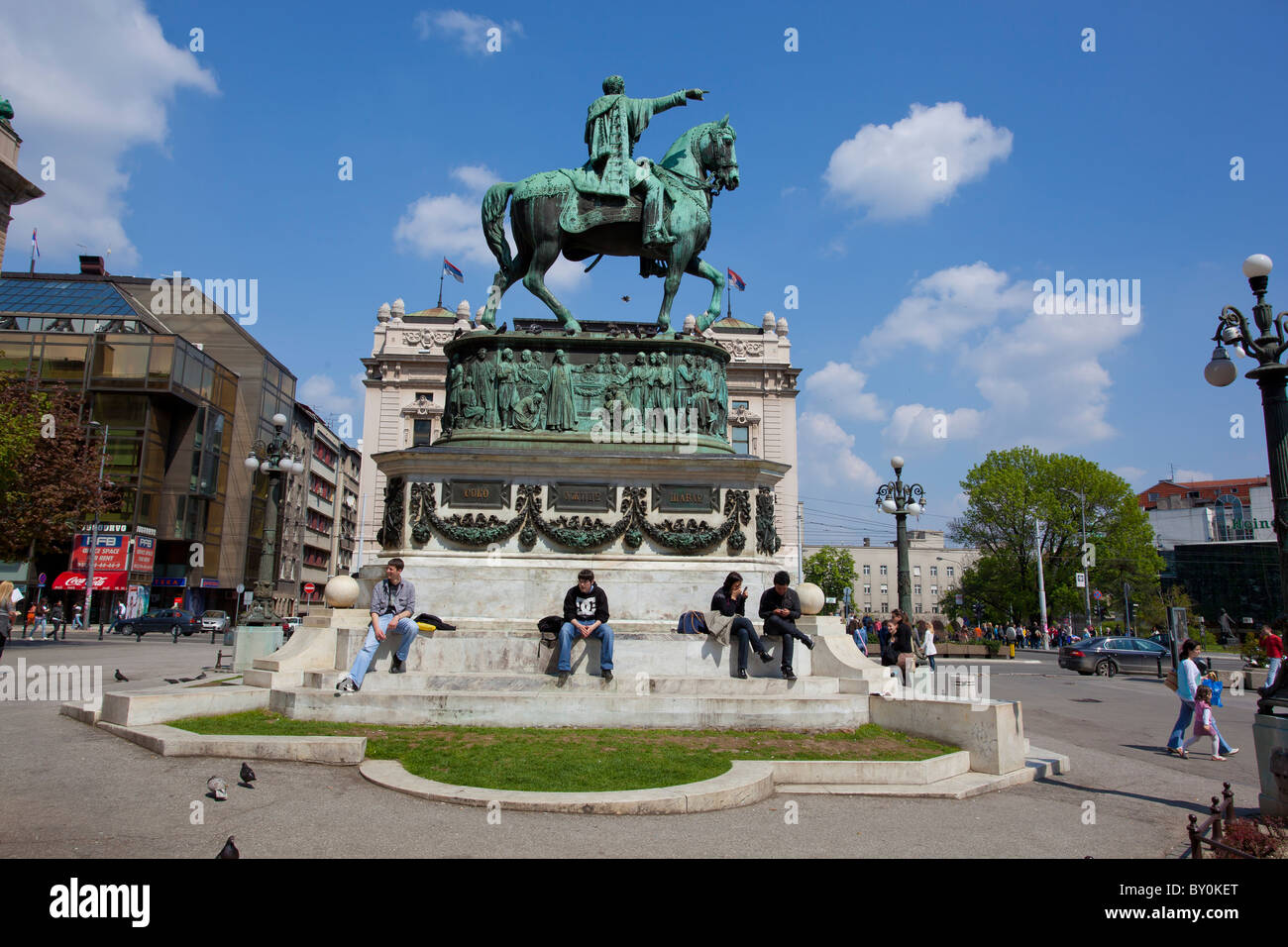 Main Square in Belgrade - Monument of Duke Mihailo Obrenovic Stock ...