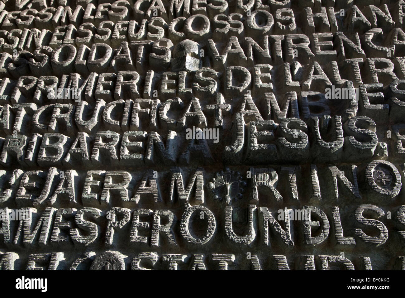 Jesus Inscription On Church Door Sagrada Familia Barcelona Stock Photo ...