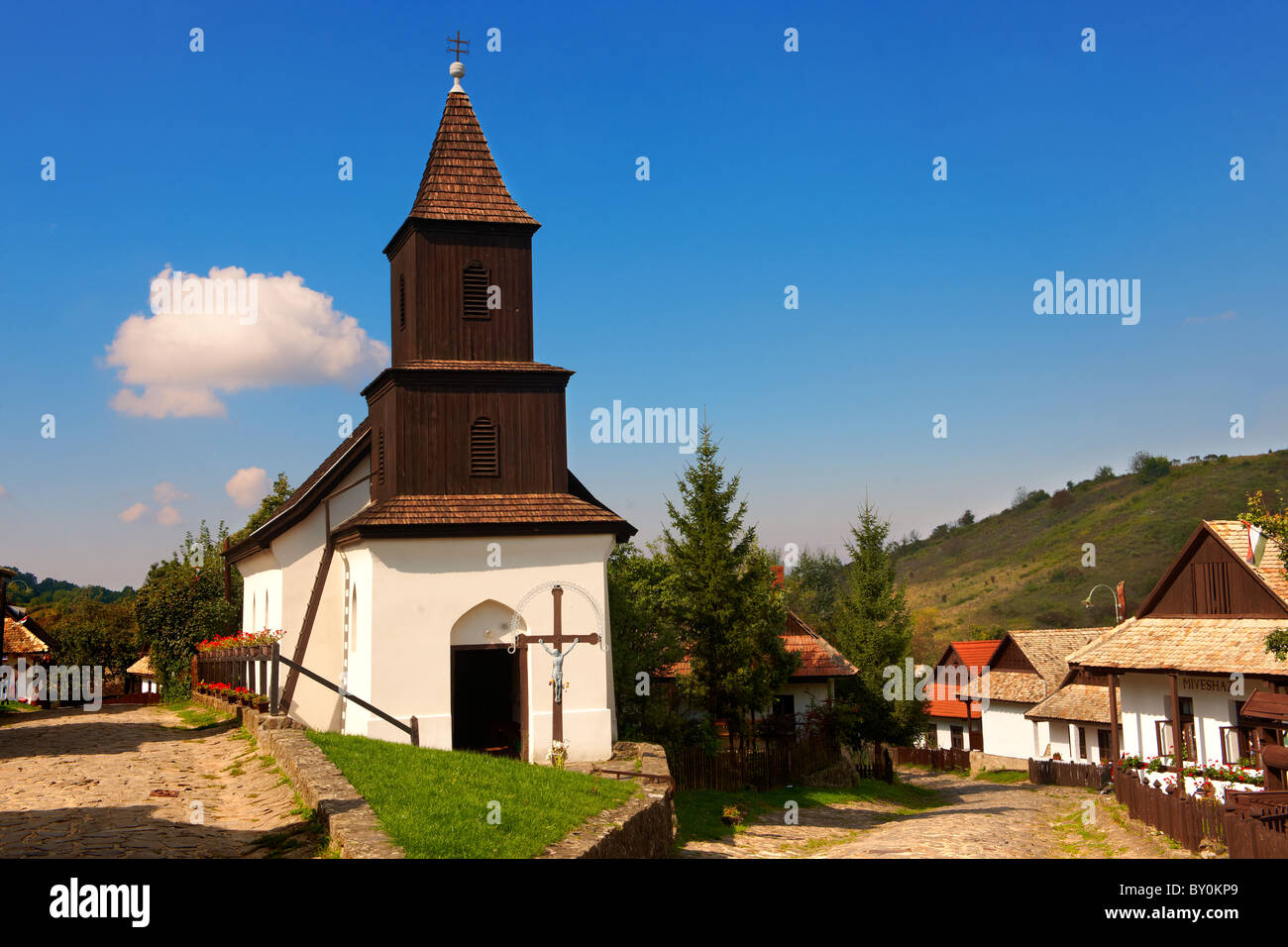 Main Street of Hollókő ( Holoko ) Paloc ethnographic village. Hungary ...