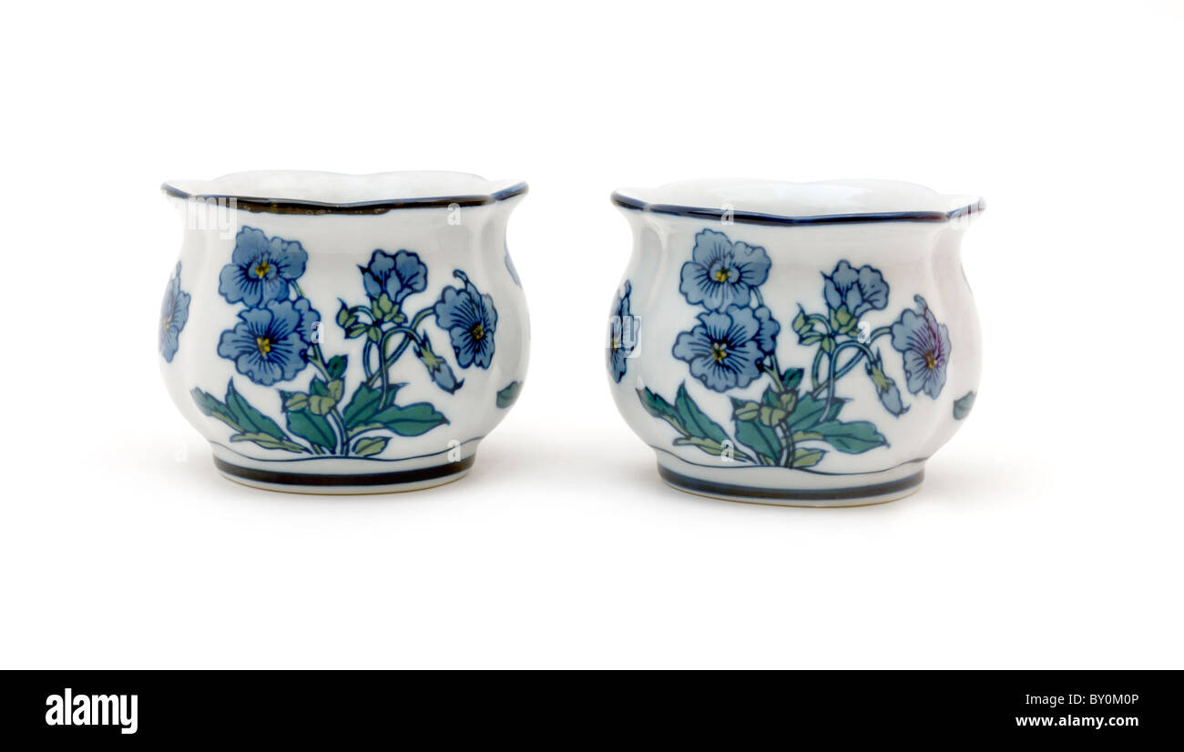 2 China Cups With Flower Pattern Stock Photo - Alamy