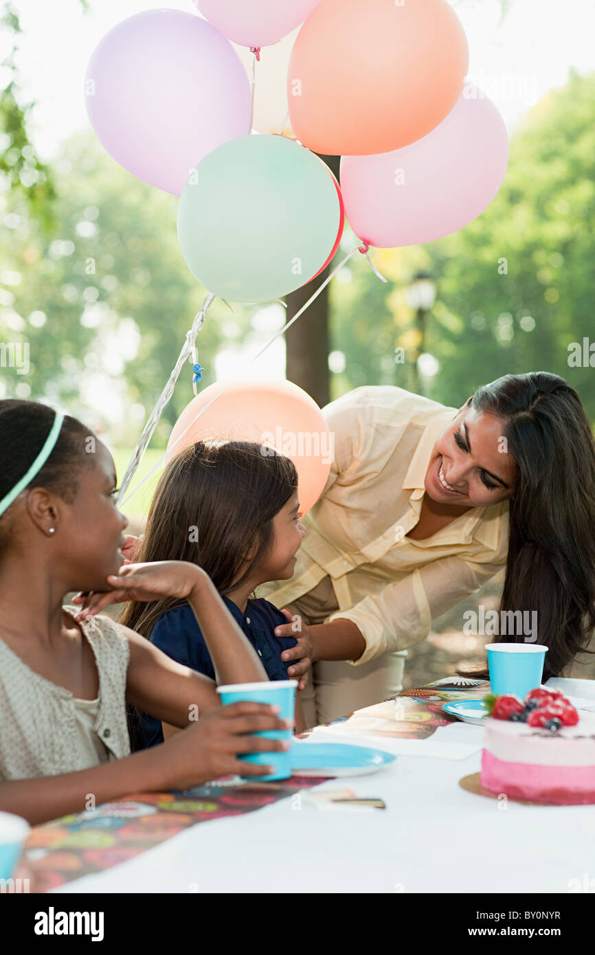 Children at birthday party with birthday cake Stock Photo - Alamy