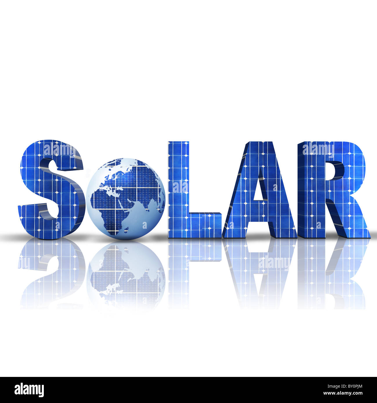 word Solar with 3D globe replacing letter O Stock Photo - Alamy
