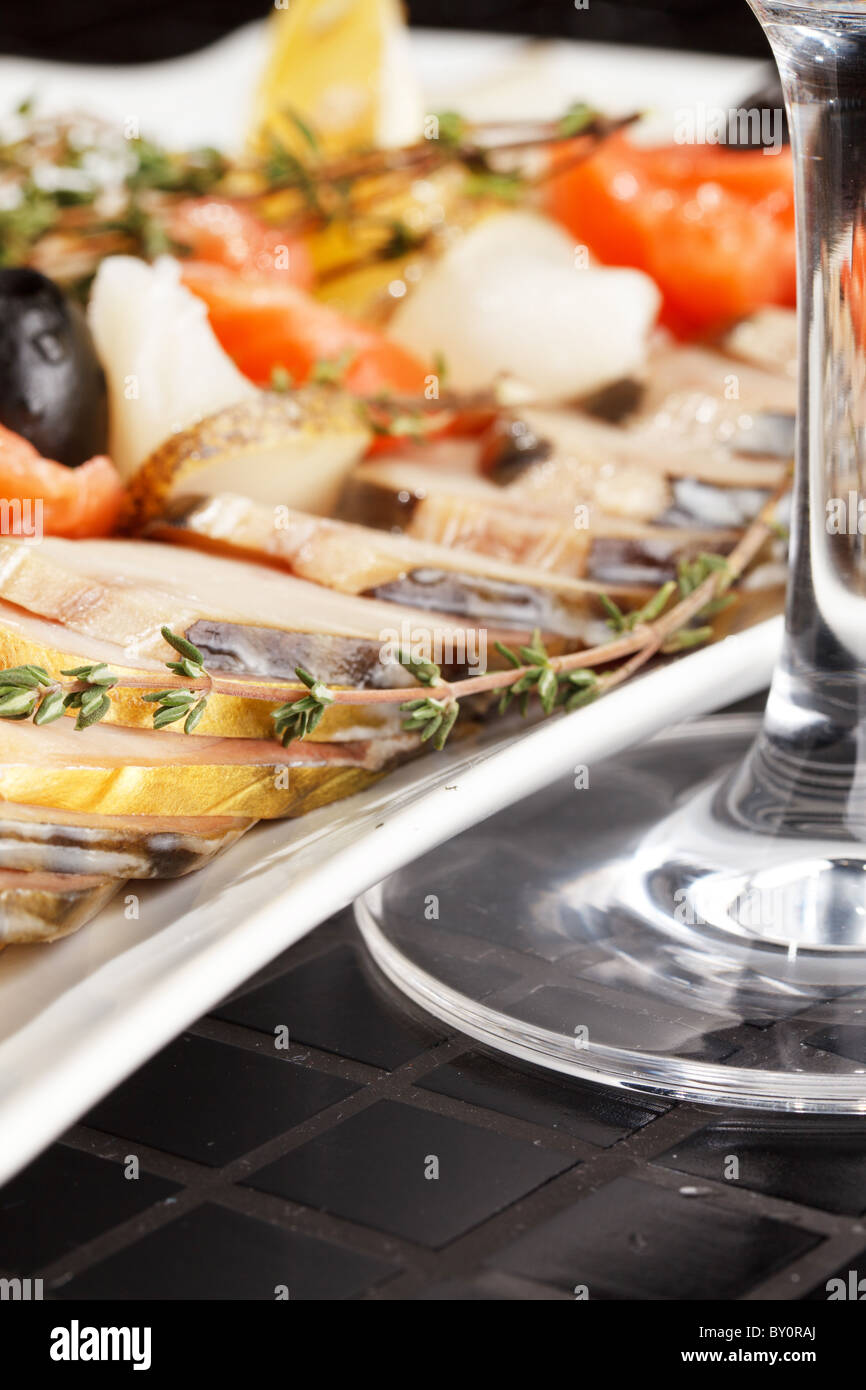Fish delicacies on a festive table Stock Photo - Alamy