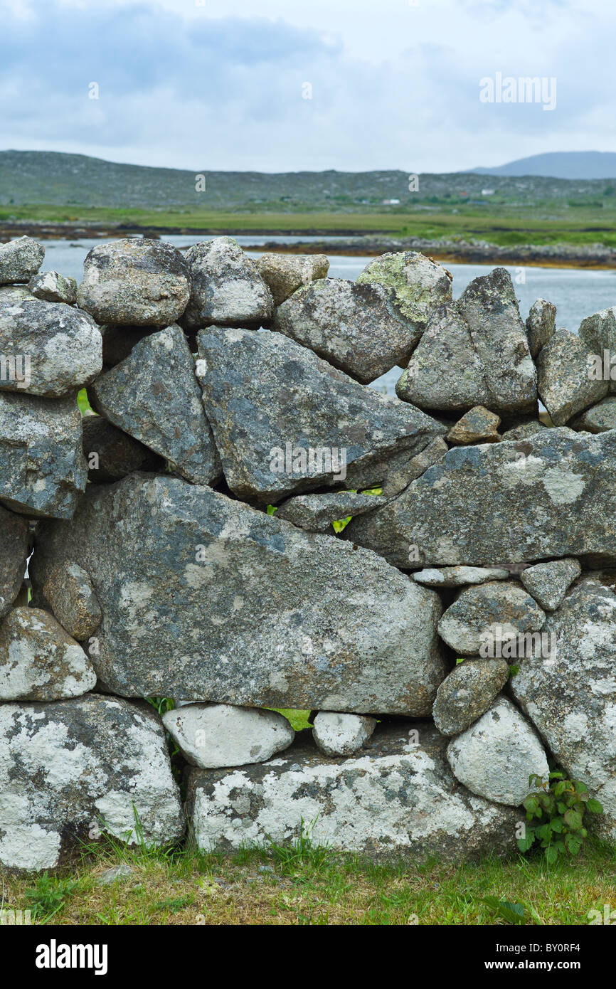 Dry stone wall near Rosmuck, Connemara, County Galway, Ireland Stock ...