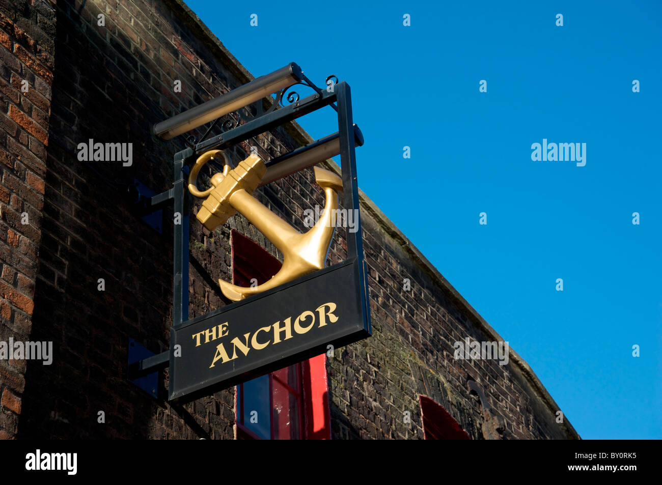 Sign for the historic inn The Anchor, Bankside, London United Kingdom ...