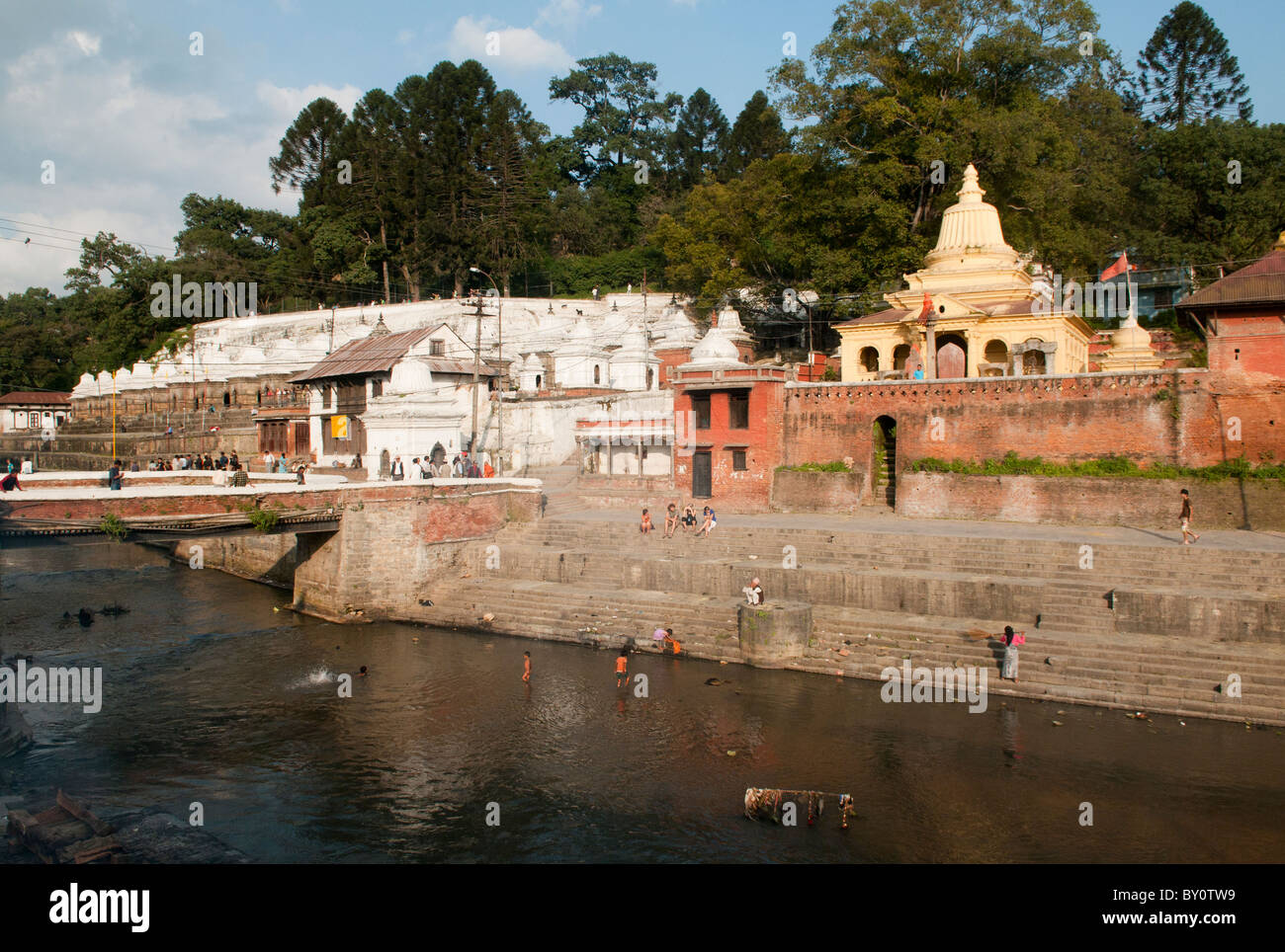 view of the Hindu temple of Pashupatinath on the Bagmati River in ...