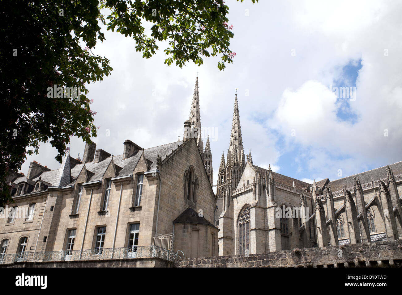 The Gothic Cathedral of St Corentin in Quimper Brittany France Stock ...