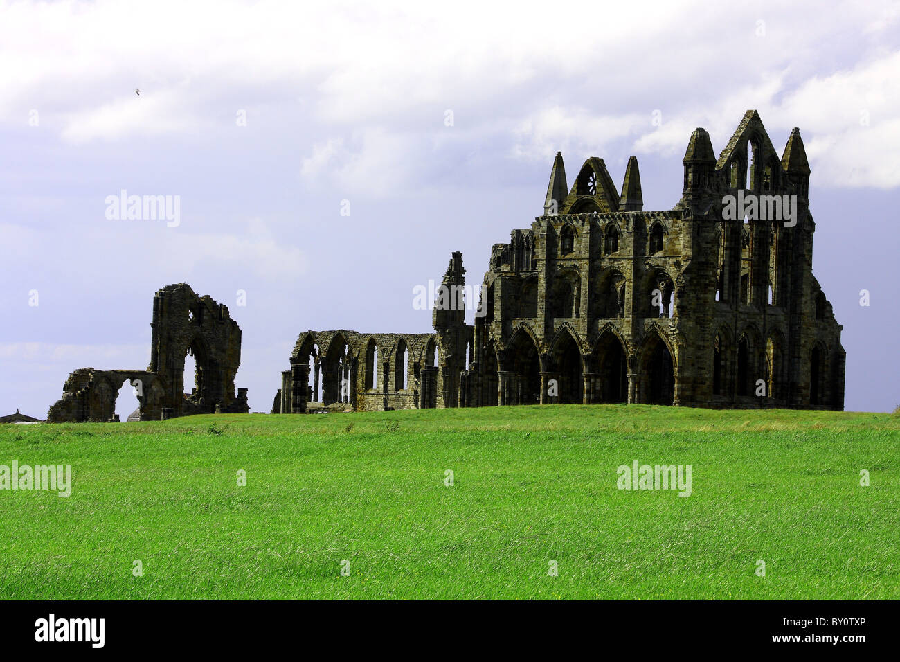 The ruins of Whitby Abbey in Whitby, Yorkshire; also known for its ...