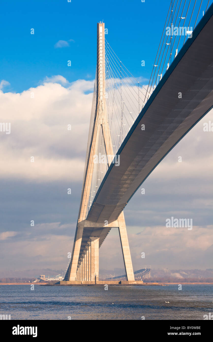 Normandy bridge view (Pont de Normandie, France). Vertical shot Stock ...