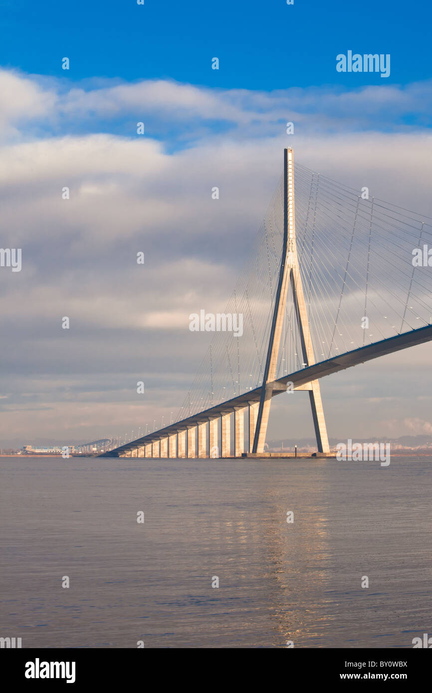 Normandy bridge view (Pont de Normandie, France). Vertical shot Stock ...