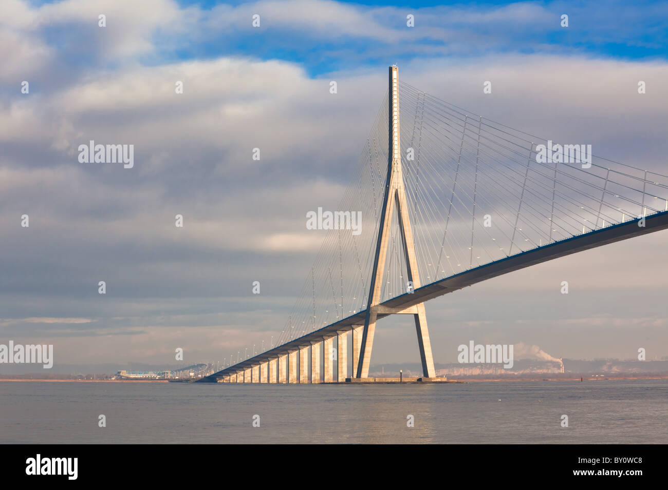 Normandy bridge view (Pont de Normandie, France). horizontal shot Stock ...