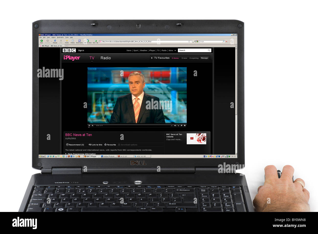 Watching the evening news via the BBC iPlayer on a Laptop Computer, UK ...