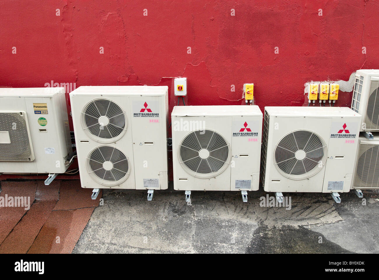 Air cooling units on the rear facade of an office building Stock Photo ...