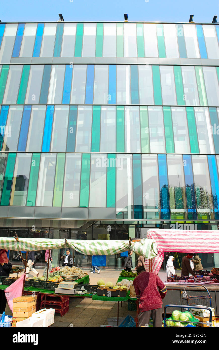 Abstract detail of office building with tinted glass cladding Stock ...