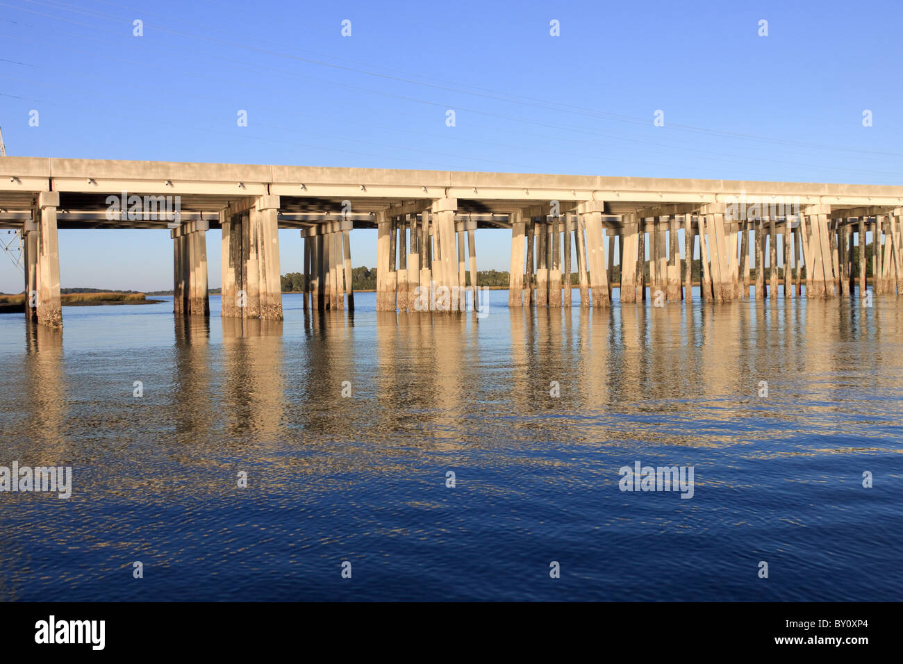 Concrete pilings for Hilton Head bridge in late afternoon Stock Photo ...