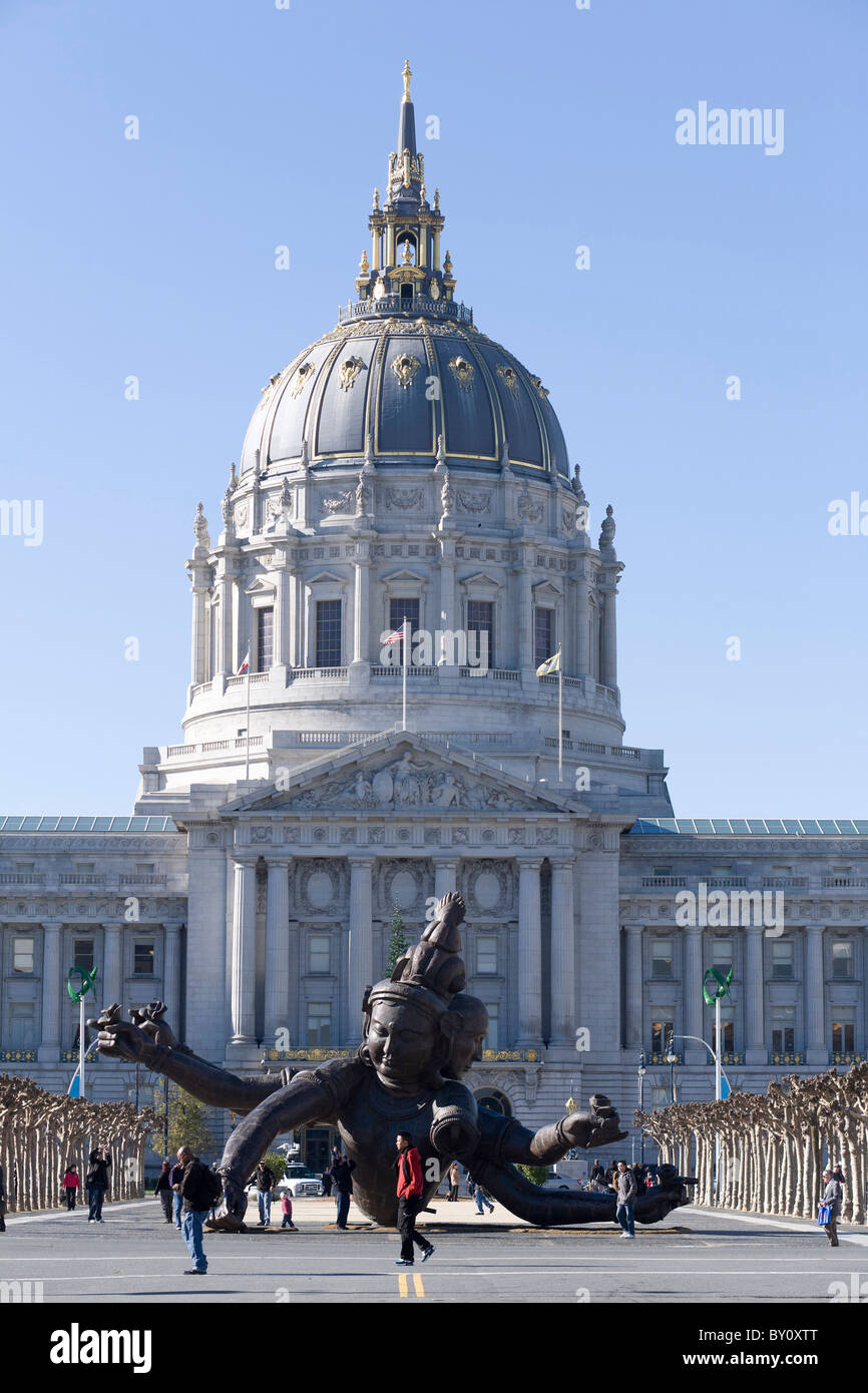 Zhang Huan's Three Heads Six Arms Statue sculpture San Francisco Stock ...