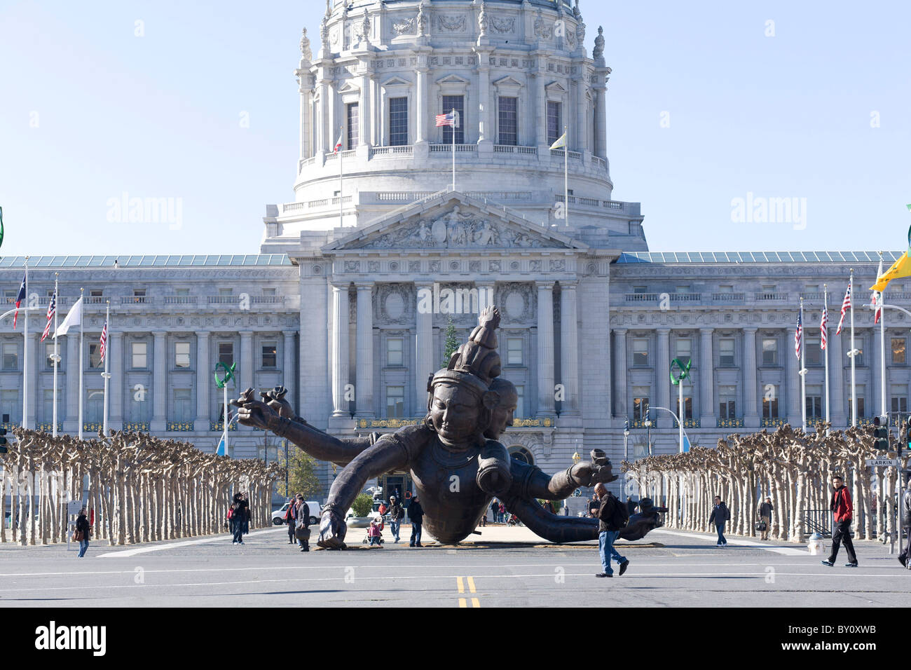 Zhang Huan's Three Heads Six Arms Statue sculpture San Francisco Stock ...