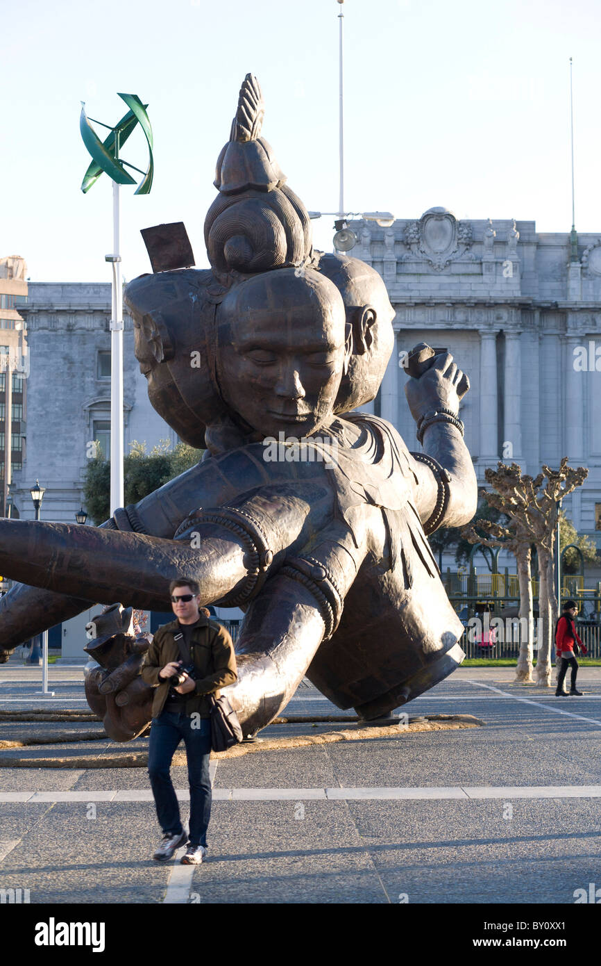 Three Heads Six Hands Statue, Civic Center, San Francisco Stock Photo ...