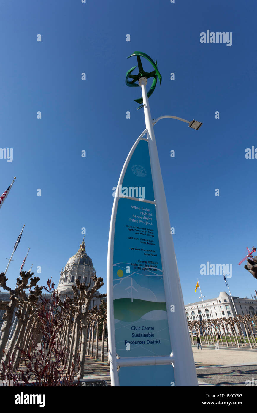 Wind-Solar Hybrid Streetlight Pilot Project, San Francisco Stock Photo ...