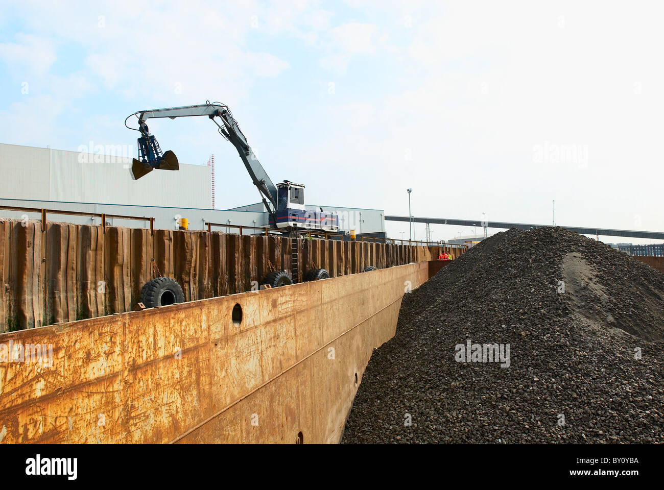 Quarry with barge loading facility Kent UK Stock Photo - Alamy