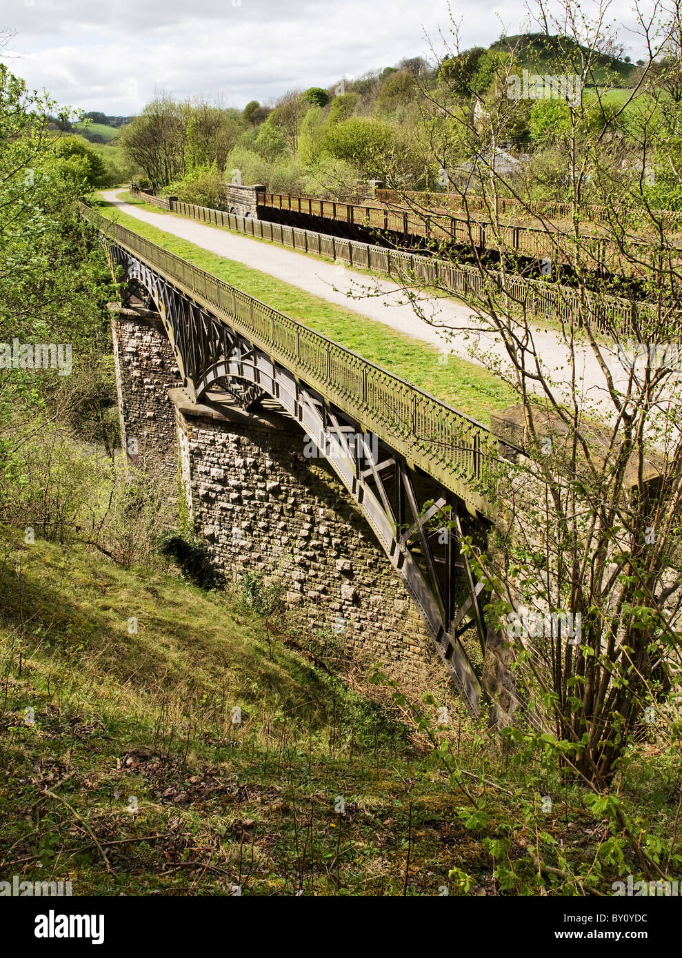 Disused railway viaduct over the river Wye at Millers Dale in the ...