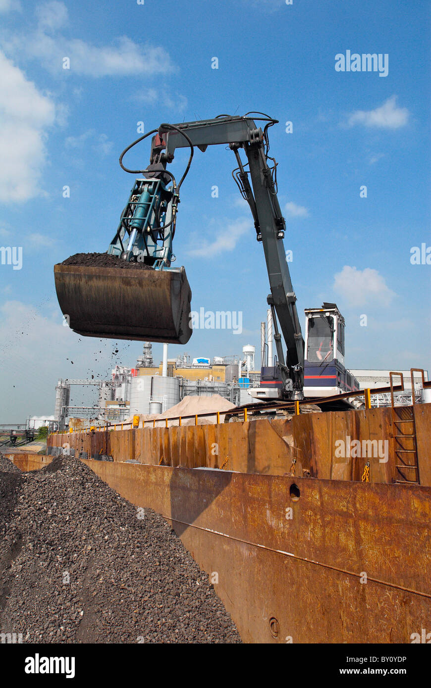 Quarry with barge loading facility Kent UK Stock Photo - Alamy