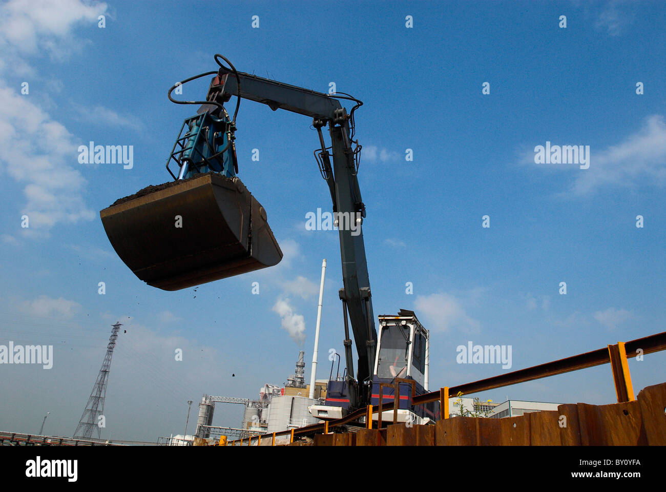 Quarry with barge loading facility Kent UK Stock Photo - Alamy