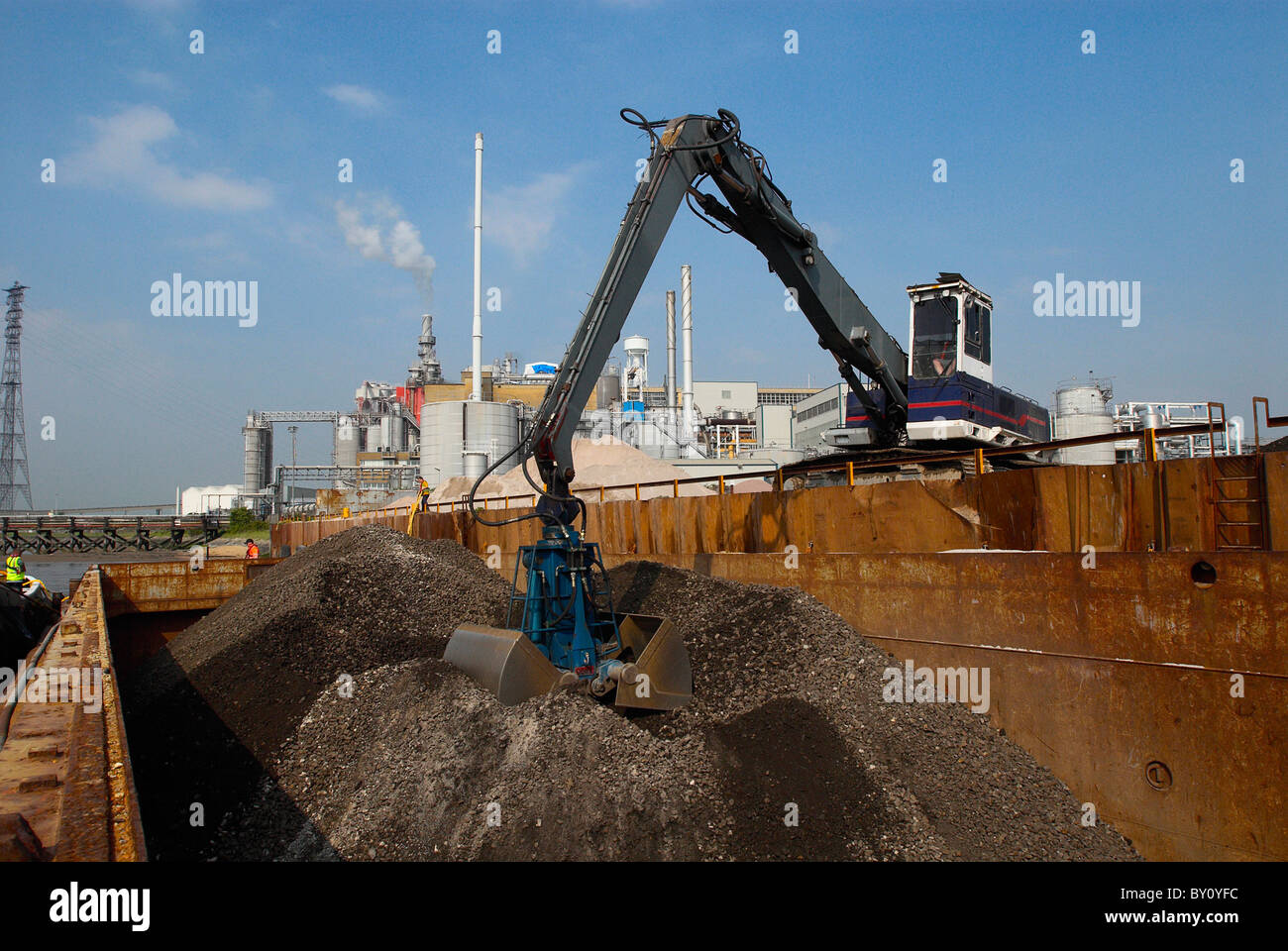Quarry with barge loading facility Kent UK Stock Photo - Alamy
