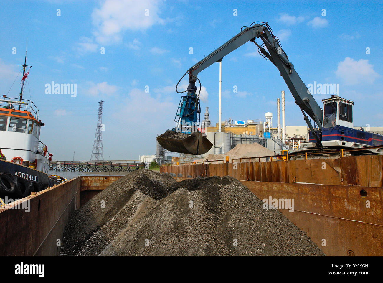 Quarry with barge loading facility Kent UK Stock Photo - Alamy